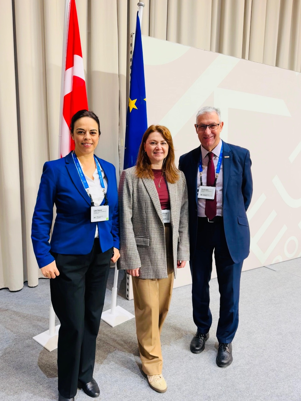 David Caro, ESBA President with two members at SME Assmbly - Esba